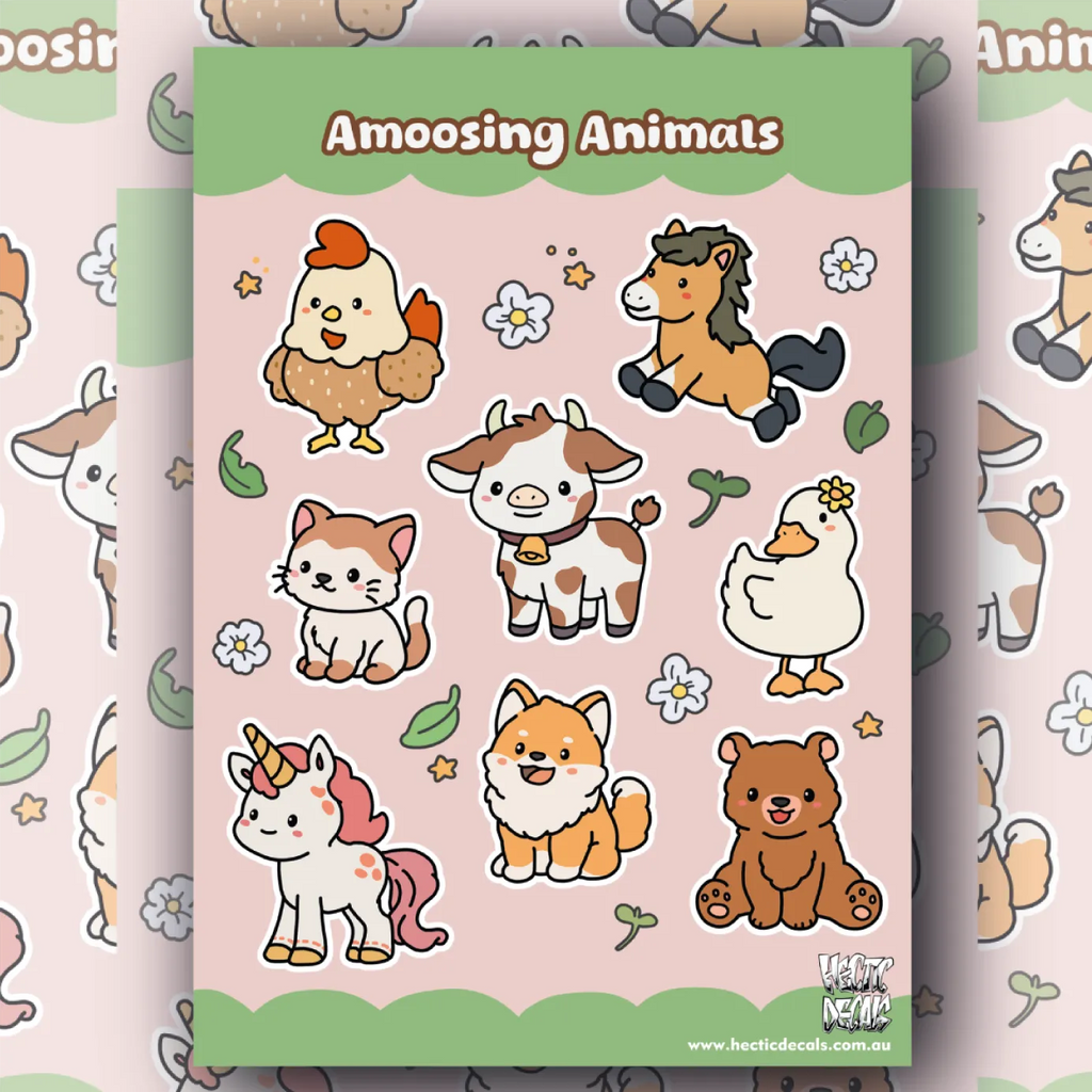 Amoosing Animals - Sticker/Decal Sheet